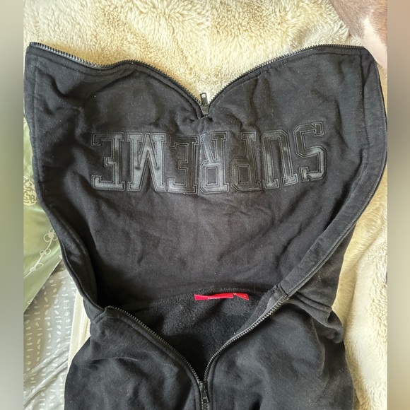 Supreme | Sweaters | Large Supreme Zip Up Hoodie Split Zip Up Hood Black | Poshmark